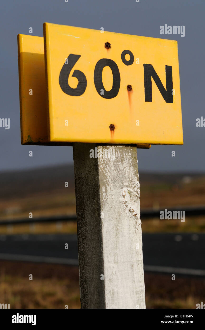 Shetland Islands Sign 60 degrees North the latitude of the Islands ...