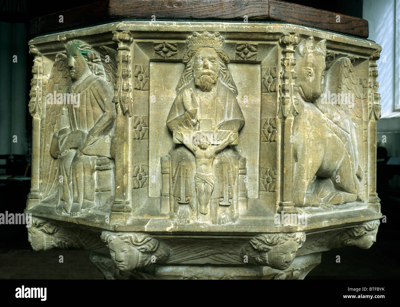 Orford, Suffolk, octagonal font detail 15th century English church ...