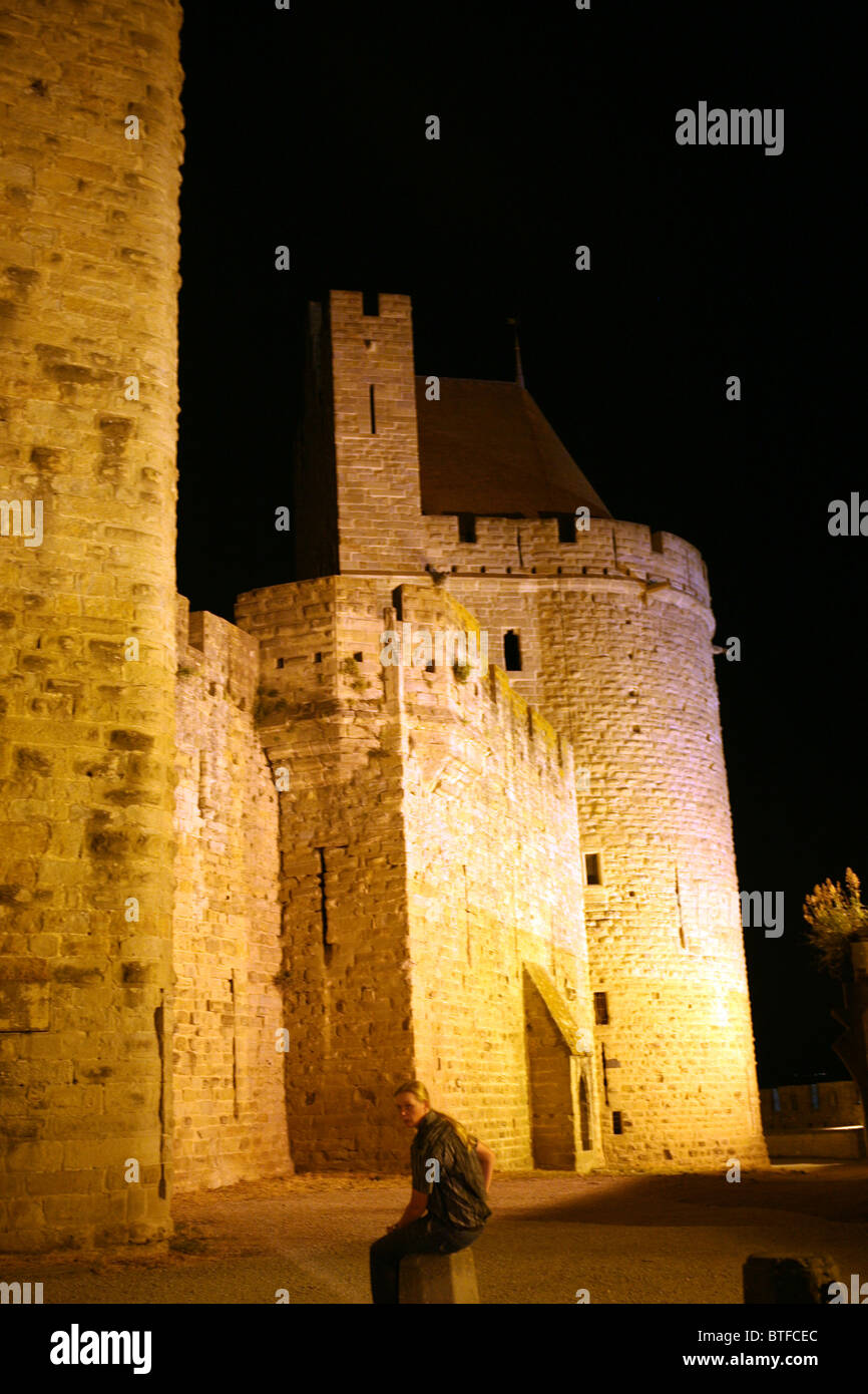 Carcassone at Night Stock Photo - Alamy
