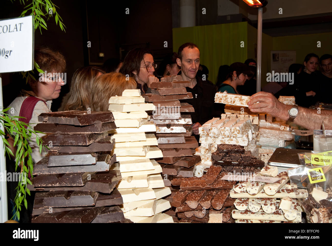 Assorted chocolate on display at Paris "Salon du Chocolate", Chocolate ...