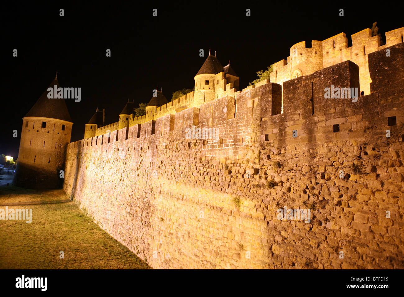 Carcassone at Night Stock Photo - Alamy
