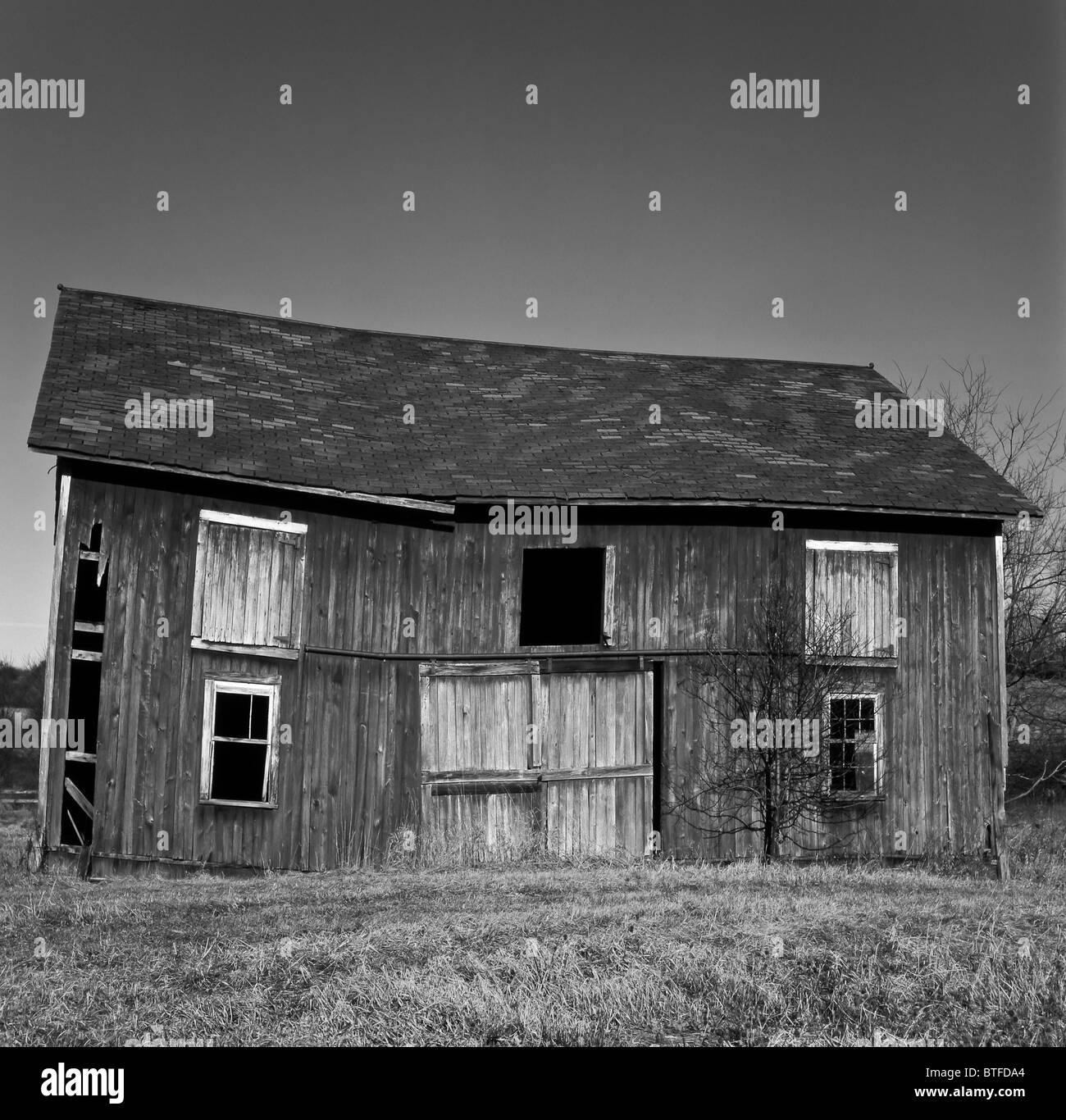 Barn in field, old and falling down Stock Photo - Alamy
