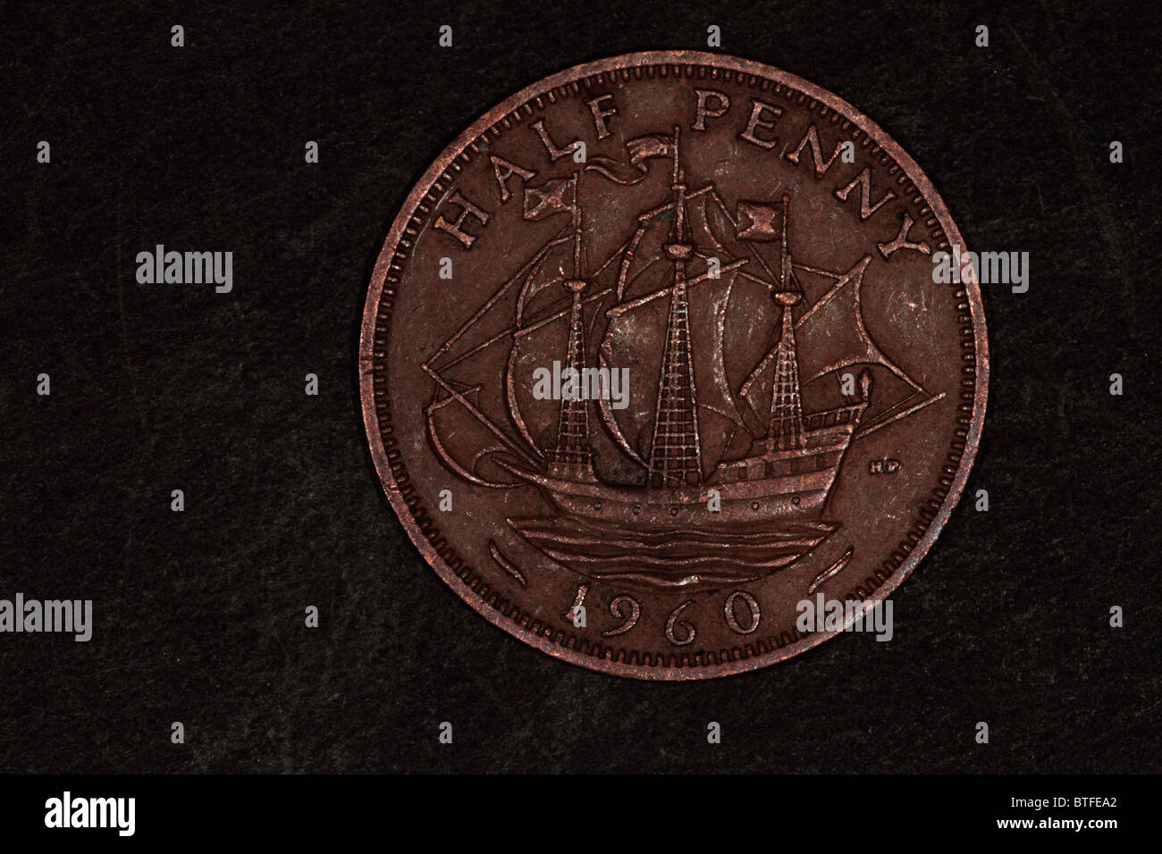 Coin Half Penny Stock Photo - Alamy