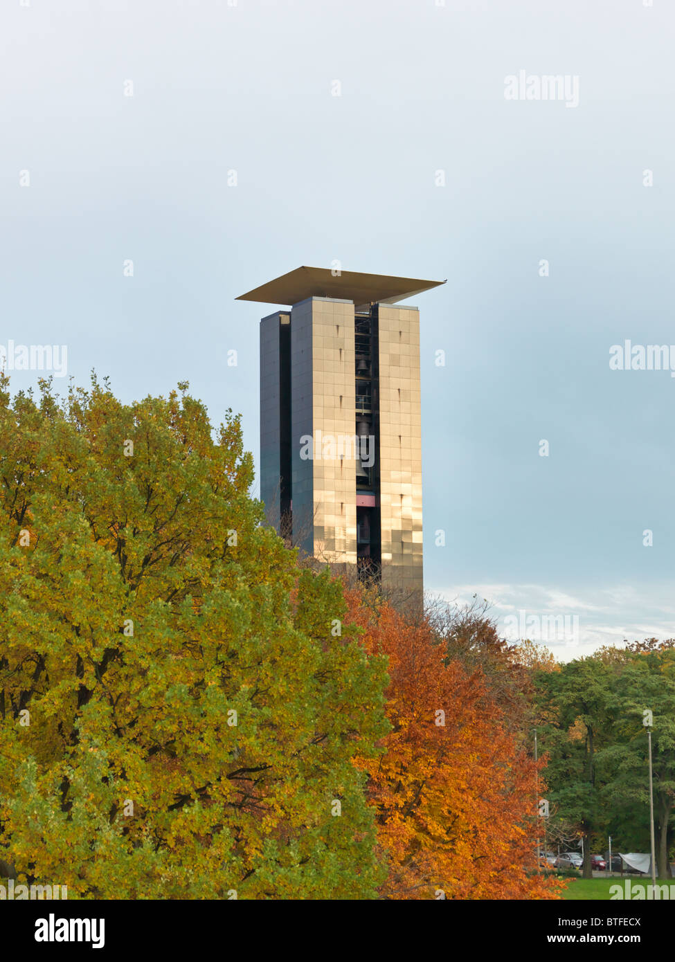 Carillon tower in Berlin in evening light. Biggest Carillon in Europe ...