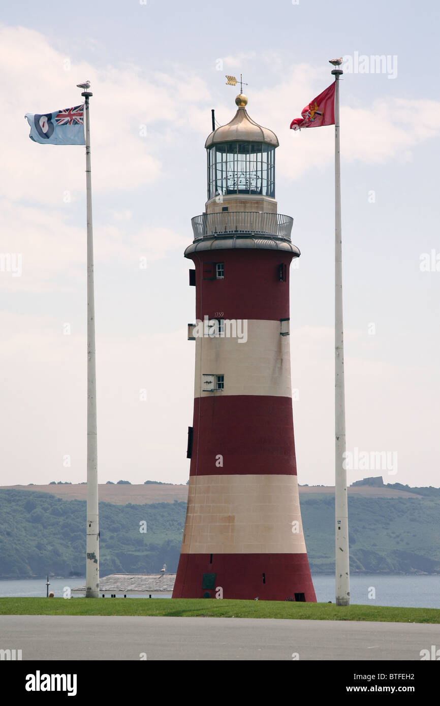 Smeaton's Tower - Lighthouse on Plymouth Hoe in Devon Stock Photo - Alamy