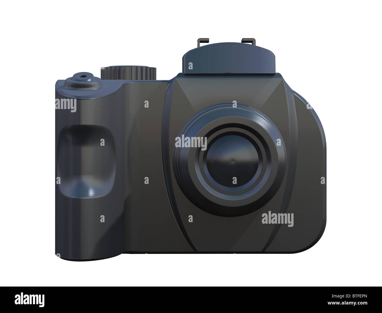 3d render of DSLR camera isolated on white viewed from front Stock ...