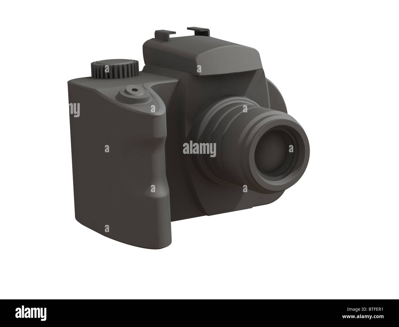 3d render of DSLR camera isolated on white viewed from front Stock ...