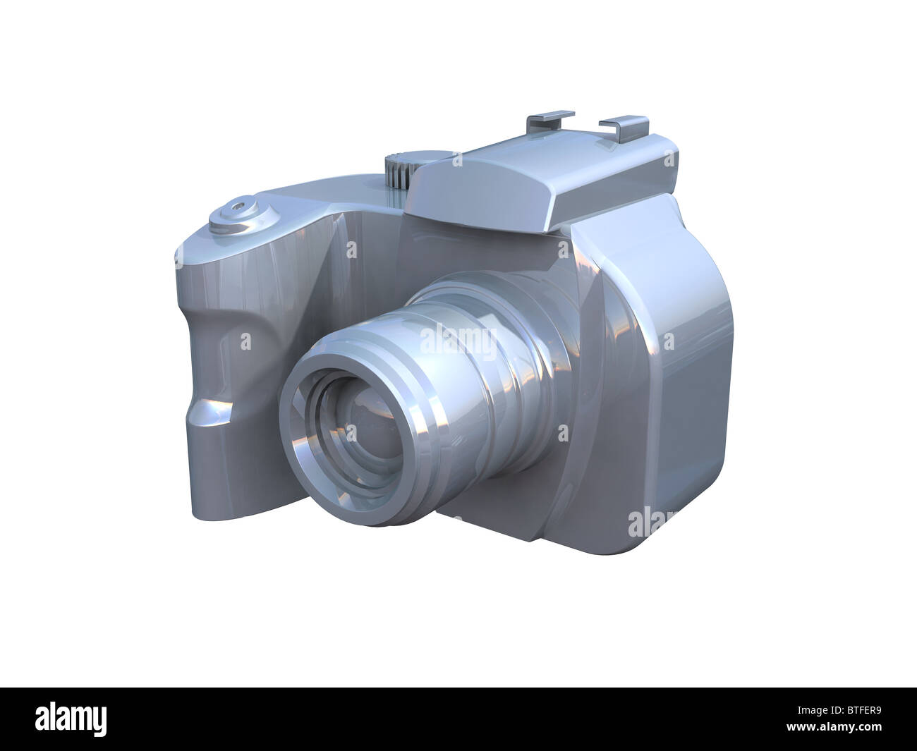 3d render of DSLR camera isolated on white viewed from front Stock ...