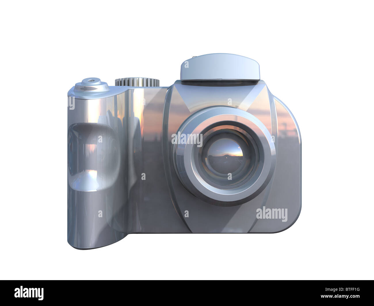 3d render of DSLR camera isolated on white viewed from front Stock ...