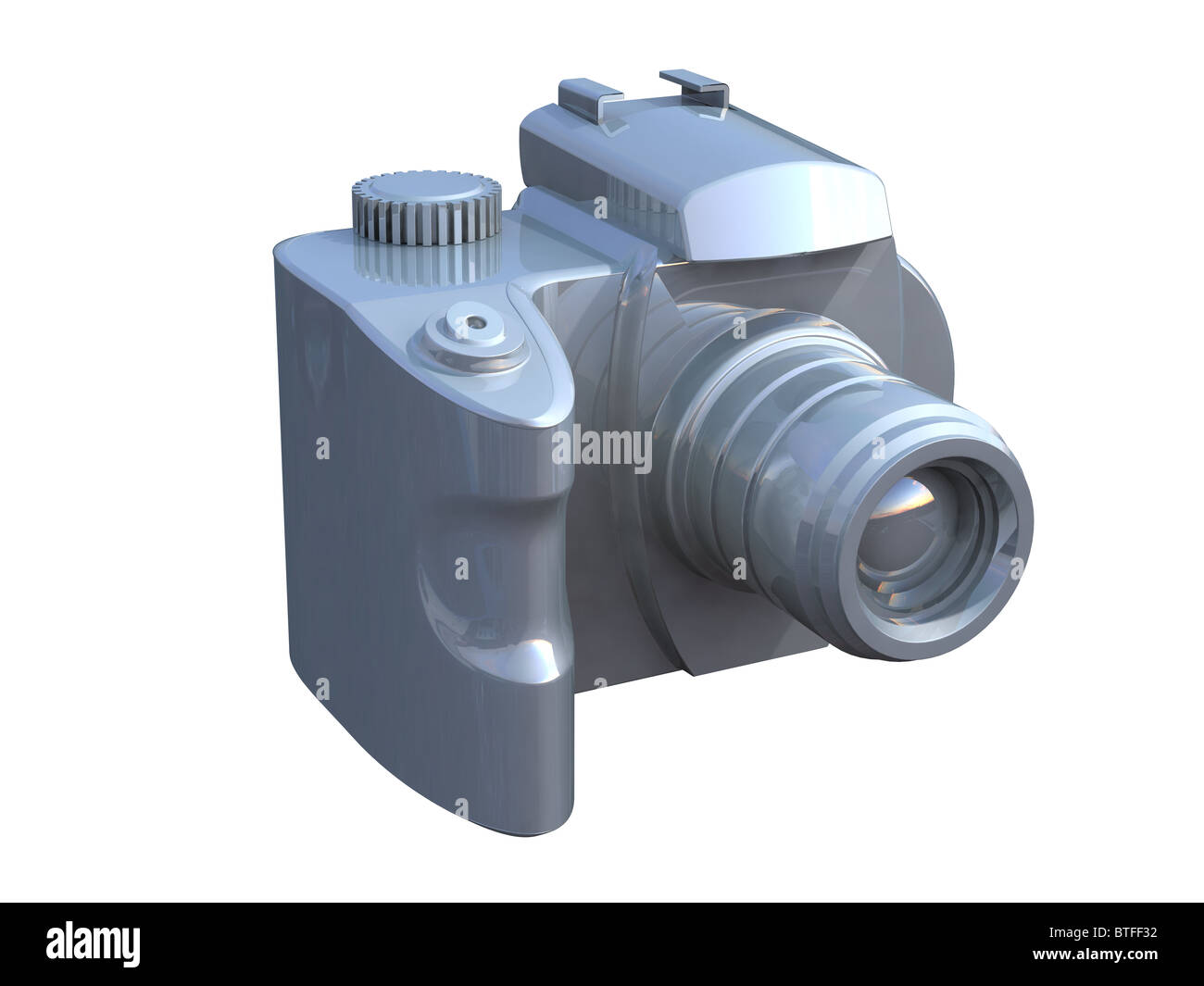 3d render of DSLR camera isolated on white viewed from front Stock ...
