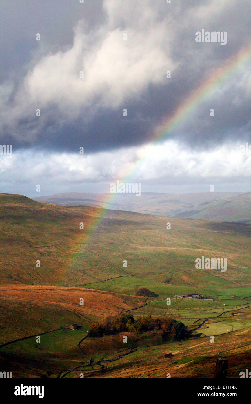 Rainbow over Oughtershaw in the Yorkshire Dales Stock Photo - Alamy