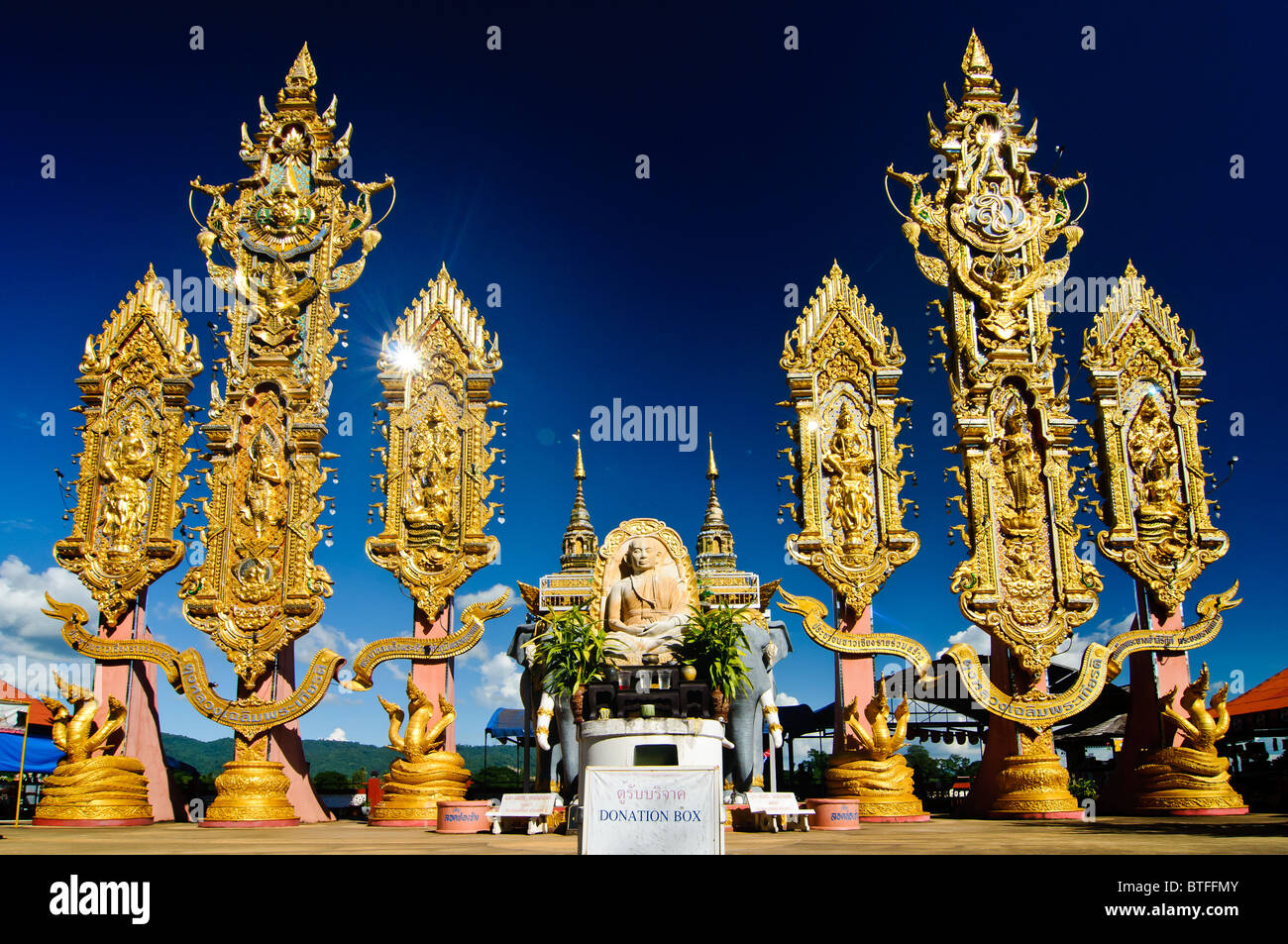 Buddhist art work at the Golden Triangle in northern Thailand Stock ...