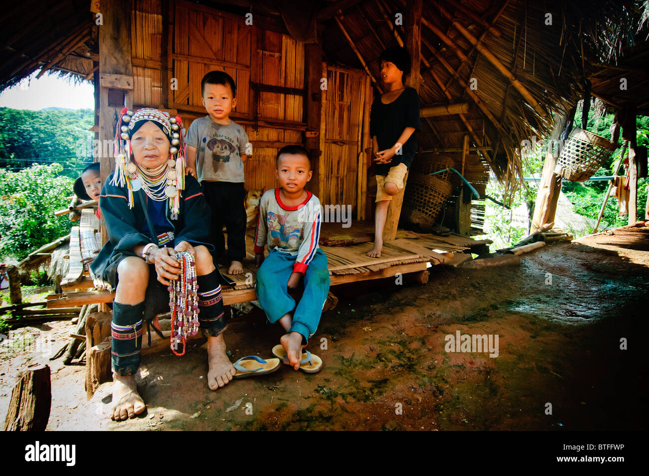 Minority people in a village in Chiang Rai province, northern Thailand ...