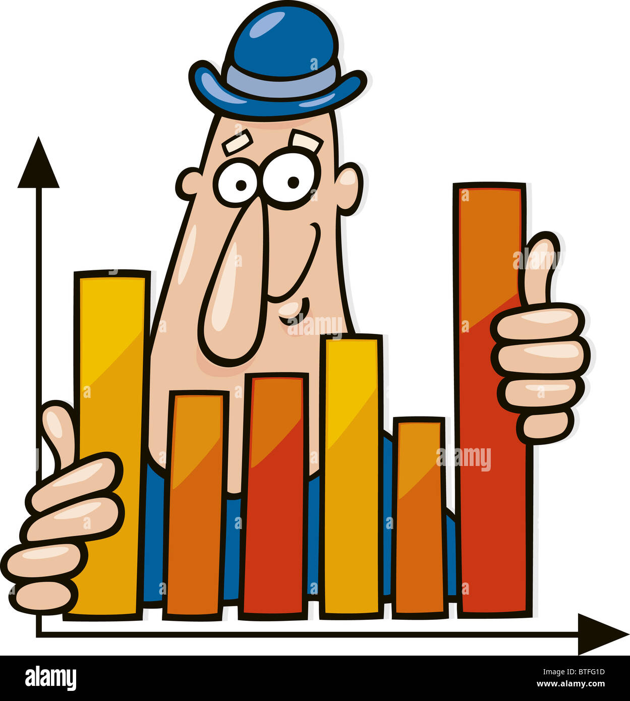 cartoon illustration of man with chart Stock Photo - Alamy