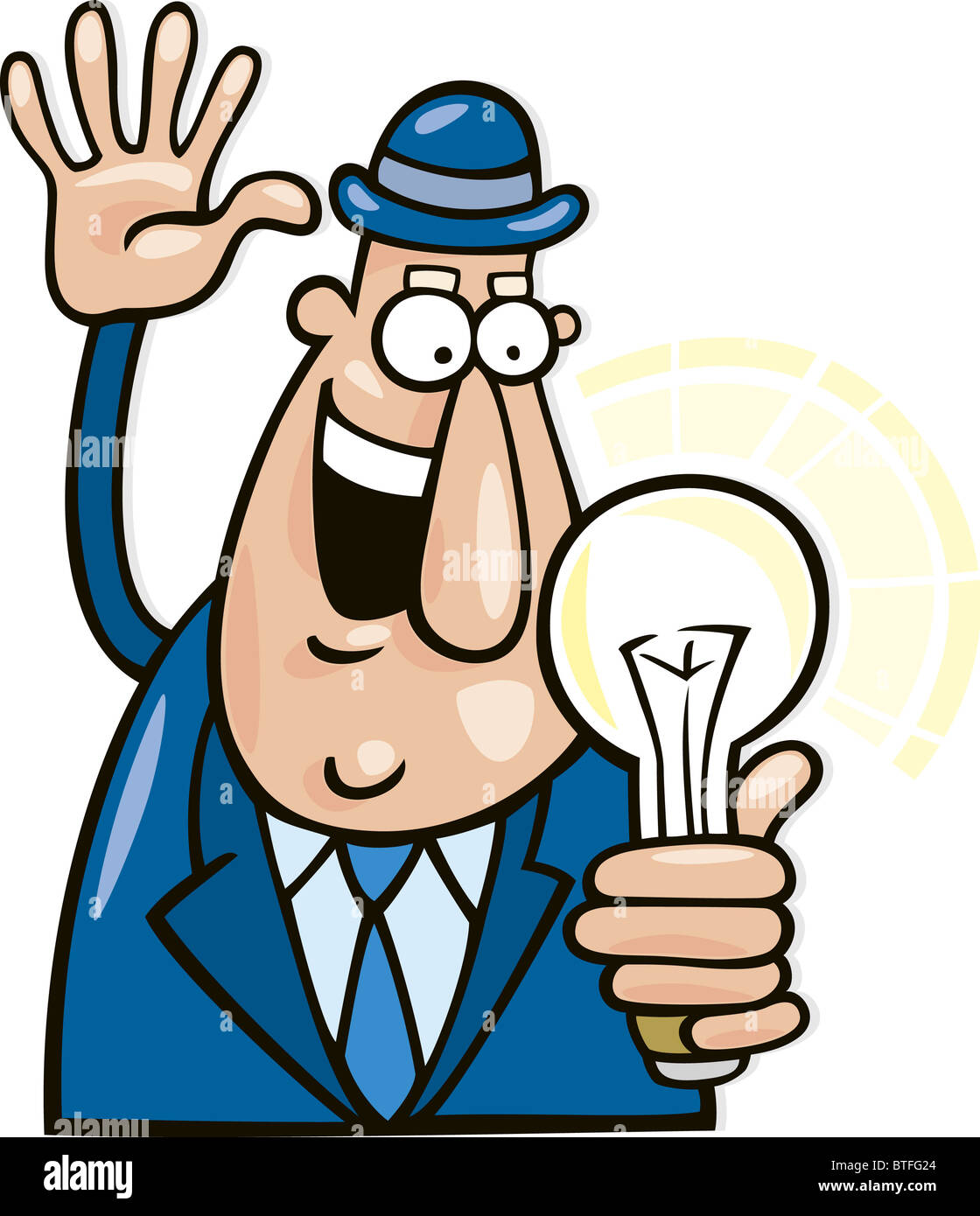 Cartoon illustration of man with idea Stock Photo - Alamy