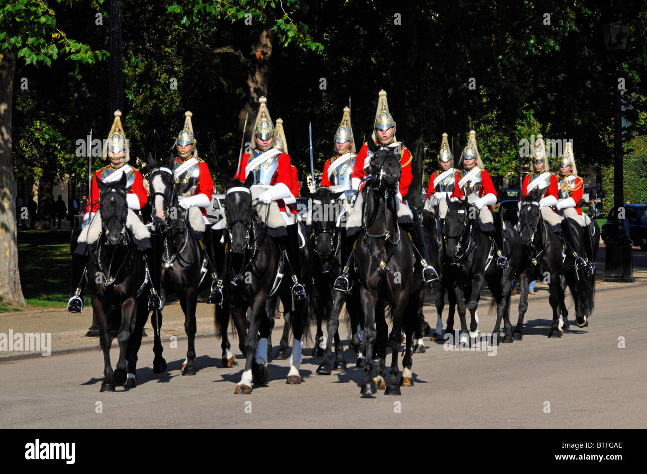 Life Guards Household Cavalry Mounted Regiment soldiers red uniform ...