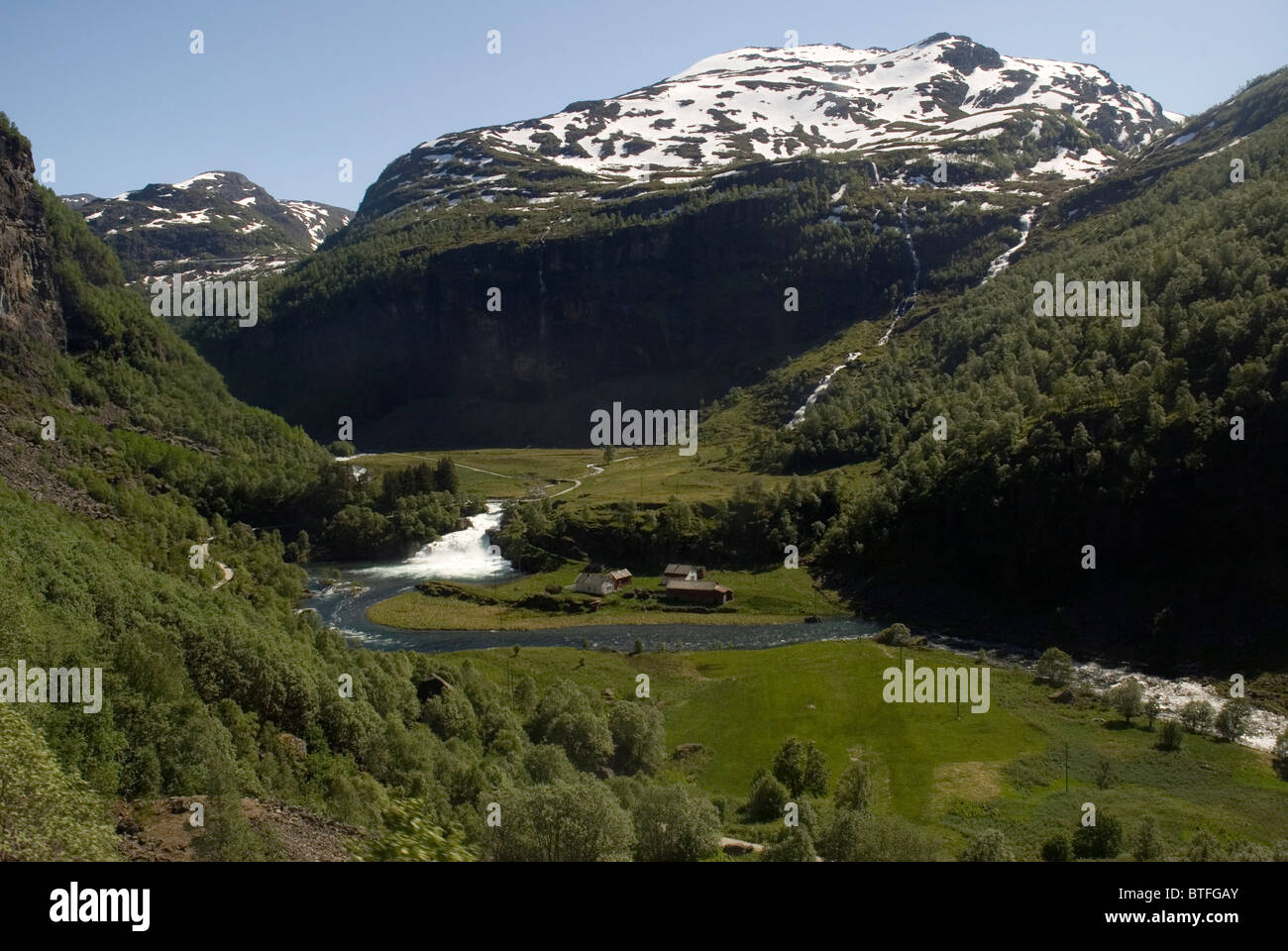Kjosfossen Waterfall.Flåm Railway, Norway Stock Photo - Alamy