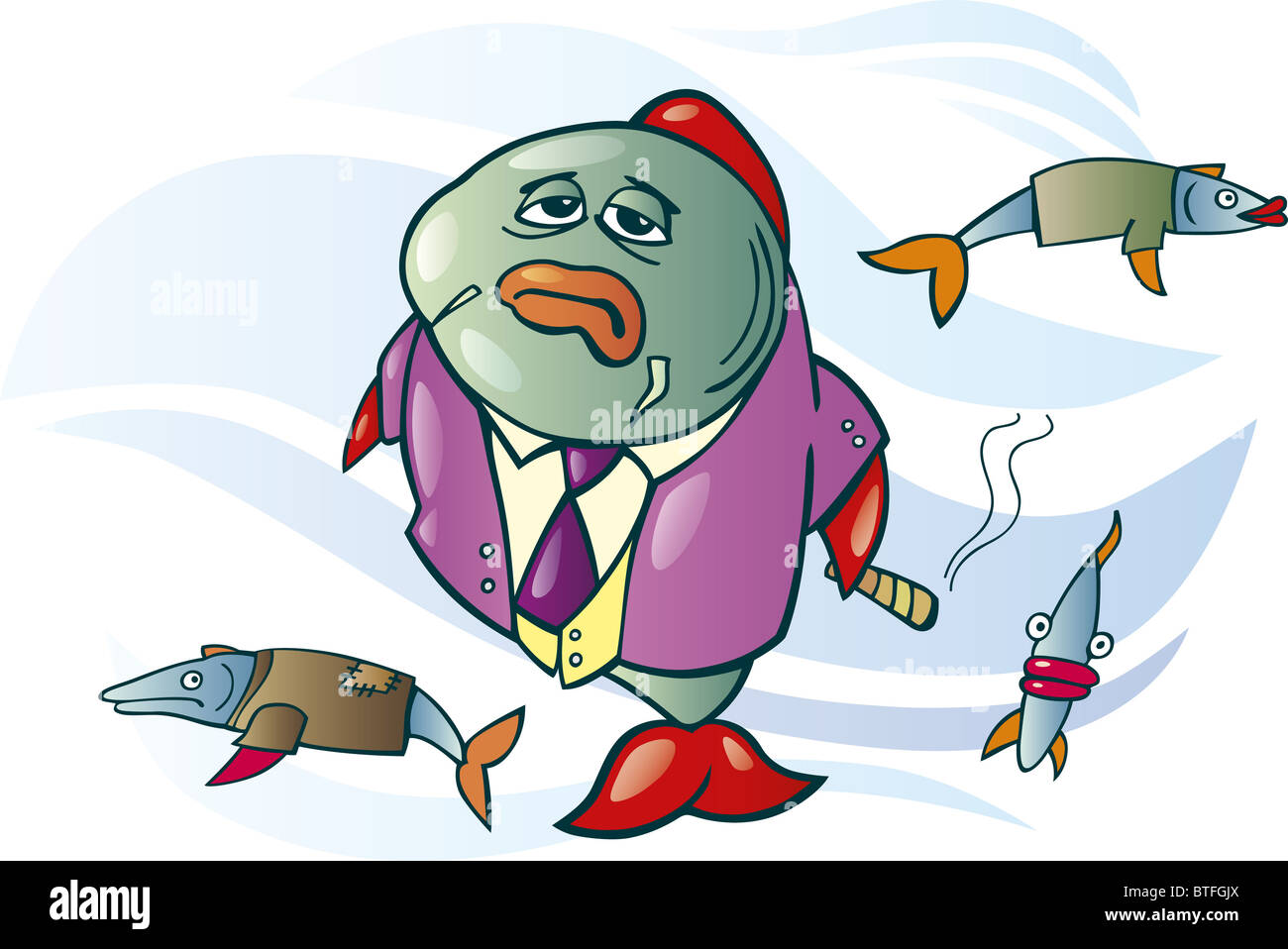 Cartoon illustration of big fish Stock Photo - Alamy