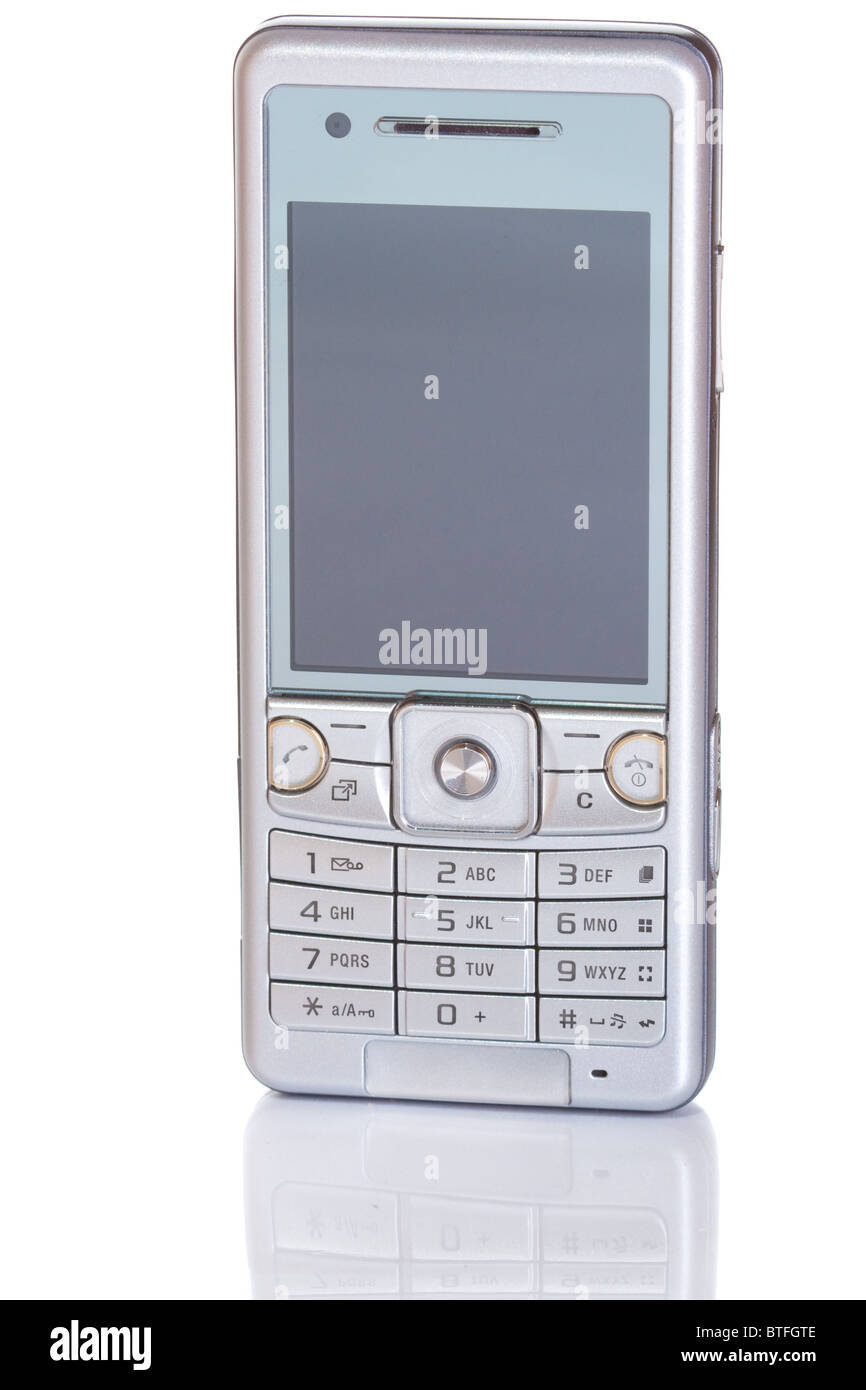 Mobile phone isolated on white with reflecion Stock Photo - Alamy