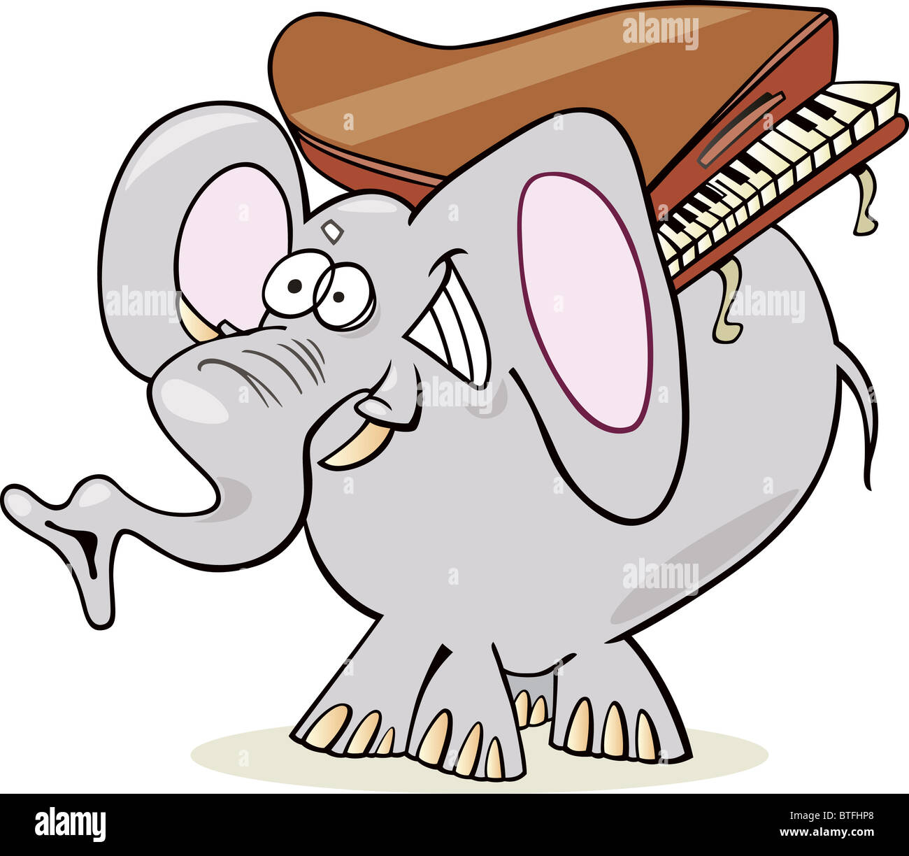 Humorous illustration of elephant with piano Stock Photo - Alamy