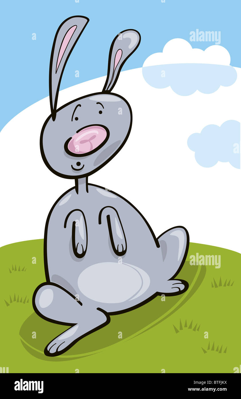 Cartoon illustration of funny rabbit Stock Photo - Alamy