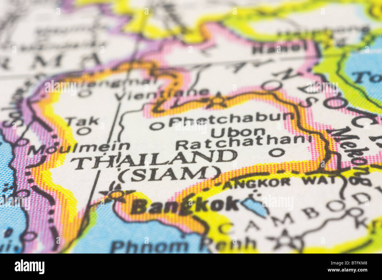 thailand close up on map, asia country Stock Photo - Alamy