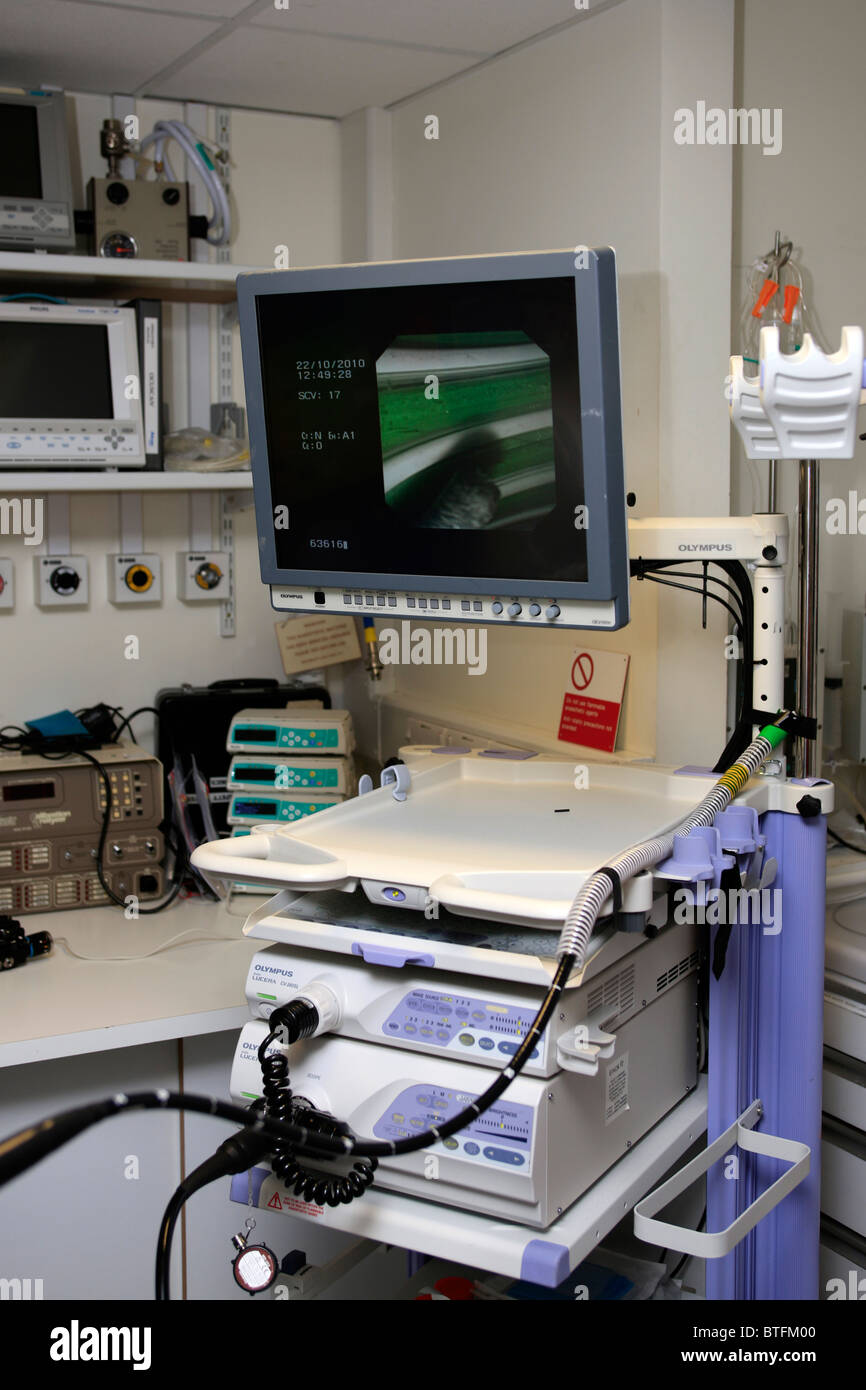 A hi-tech digital internal camera system called an edoscope at a NHS ...