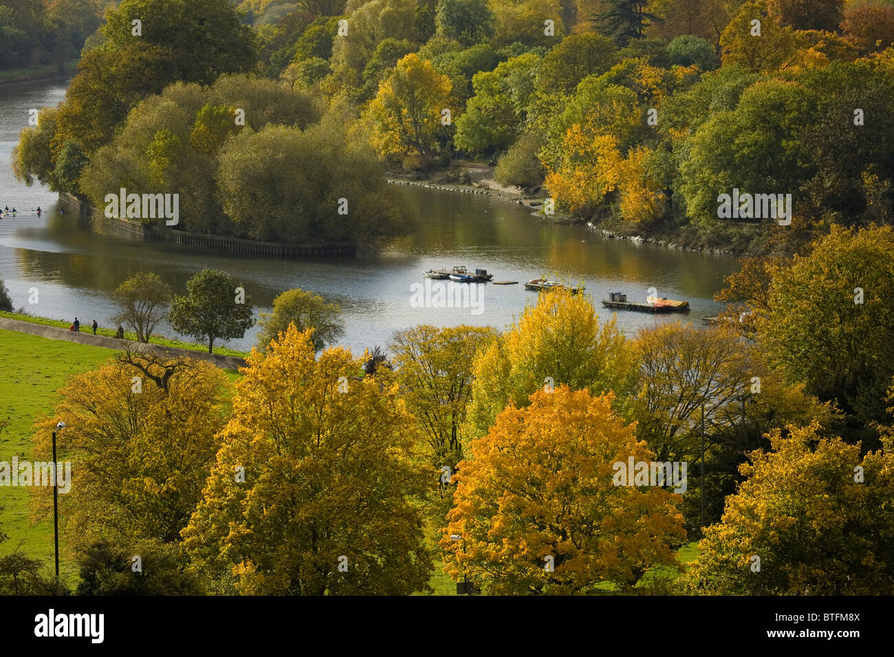 Autumn Island in the Thames from Richmond Hill London looking looking ...
