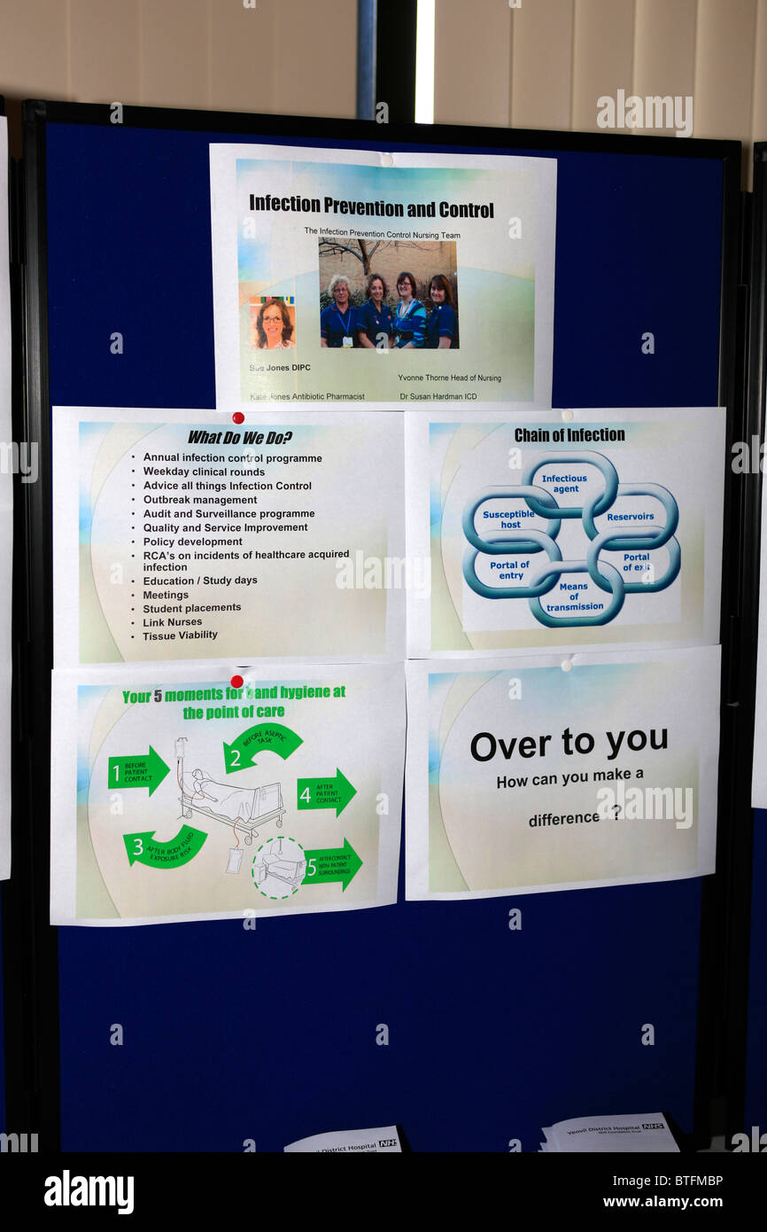 Infection prevention diagrams on show at a NHS hospital open day Stock ...