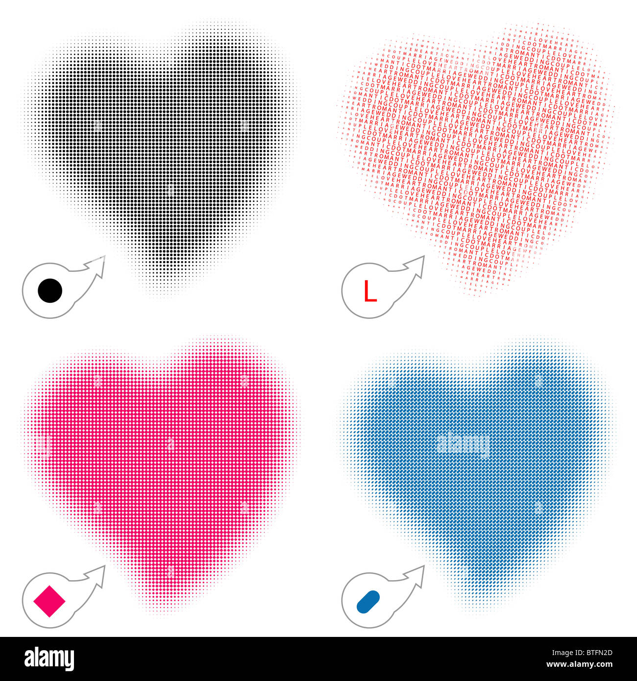 Halftone background for design with heart shape, other filling - round ...