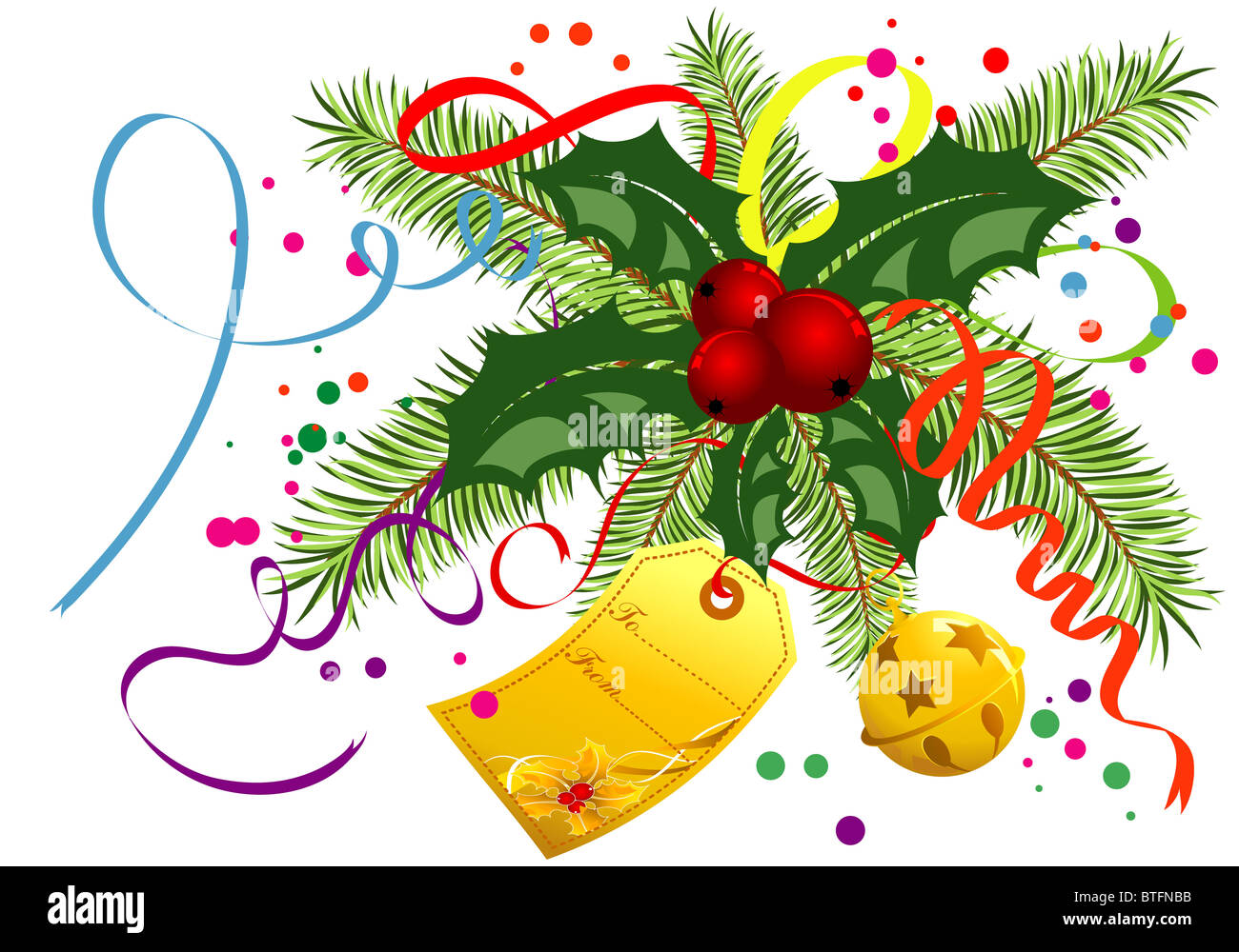 Christmas theme with mistletoe, bell, element for design, vector ...