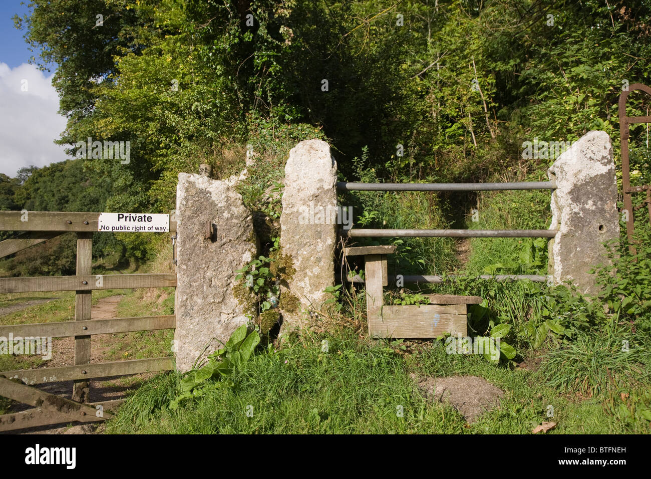 Private path on a footpath in Devon Stock Photo - Alamy