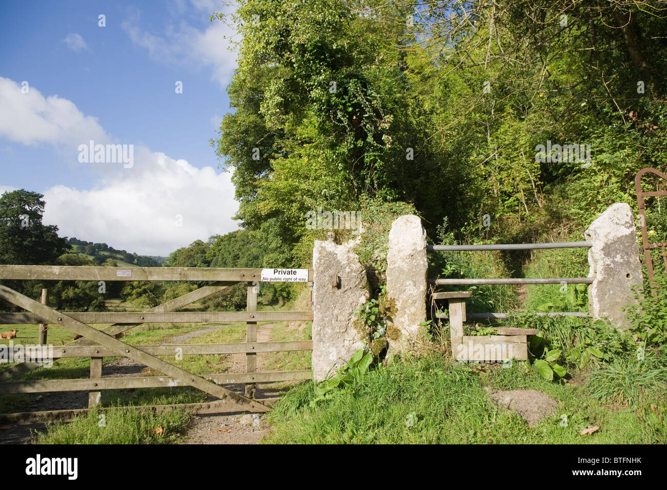 Private path on a footpath in Devon Stock Photo - Alamy