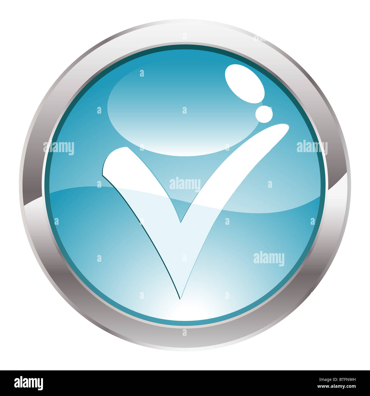 Three Dimensional circle button with tick icon, vector illustration ...
