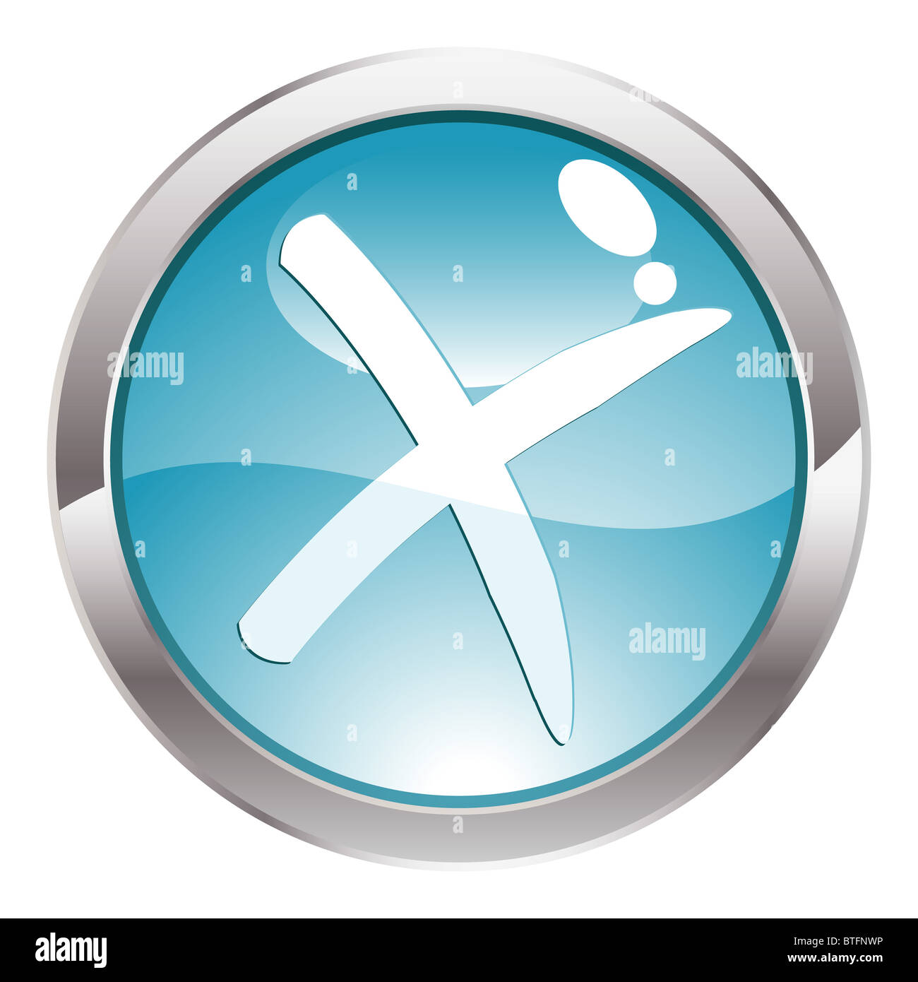 Three Dimensional circle button with cross icon, vector illustration ...