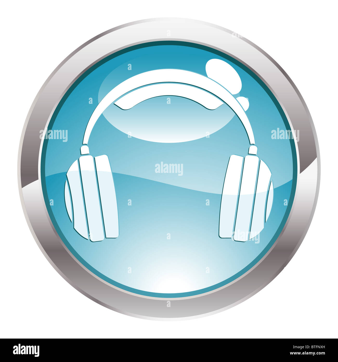 Three Dimensional circle button with Headphones icon, vector ...