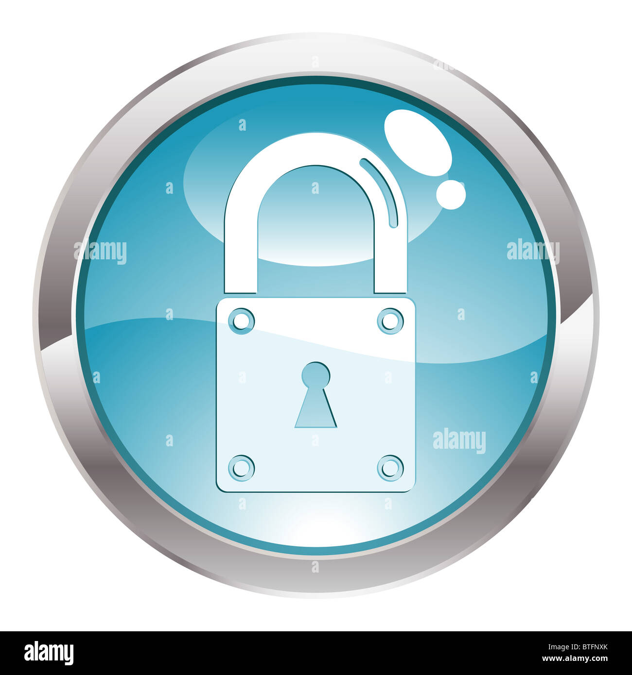 Three Dimensional circle button with closed Lock icon, vector ...