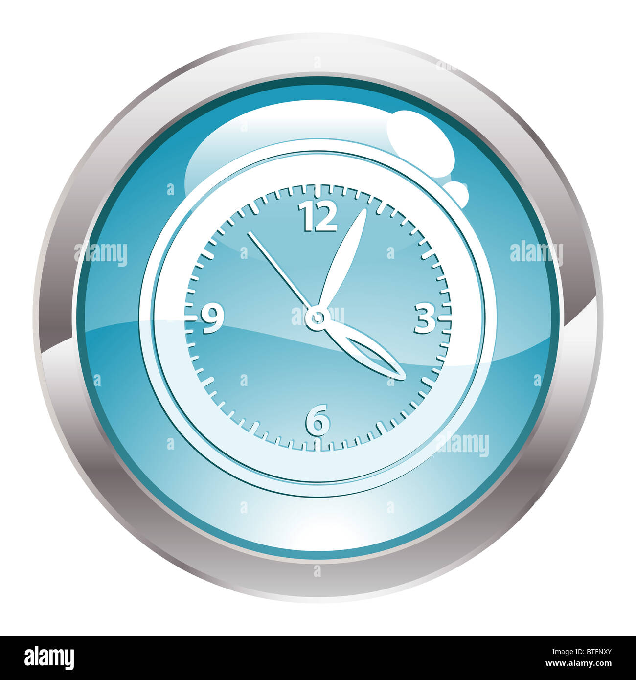 Three Dimensional circle button with Clock icon, vector illustration ...