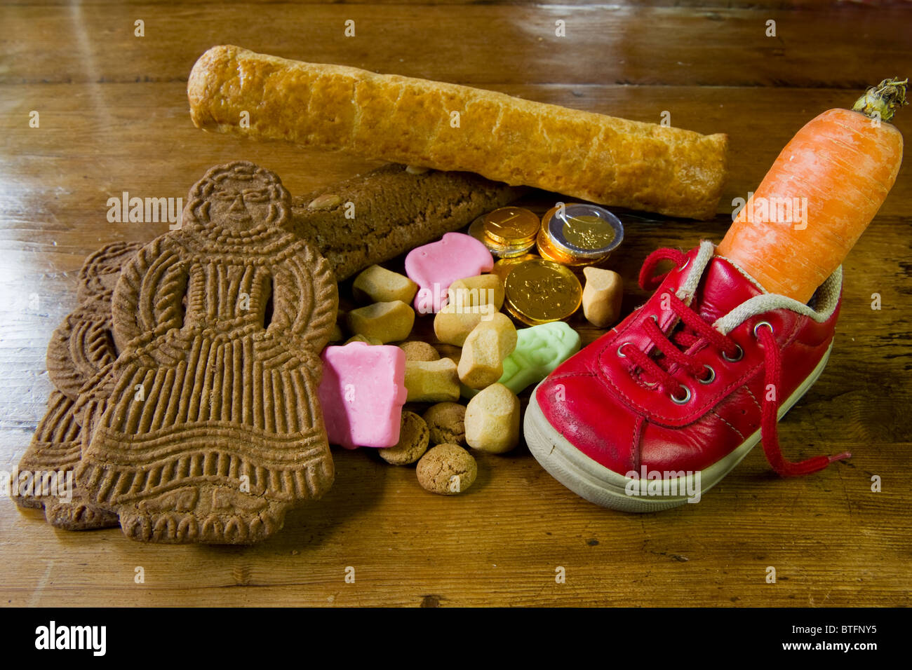 Traditional Sinterklaas candy with shoe and carrot Stock Photo - Alamy