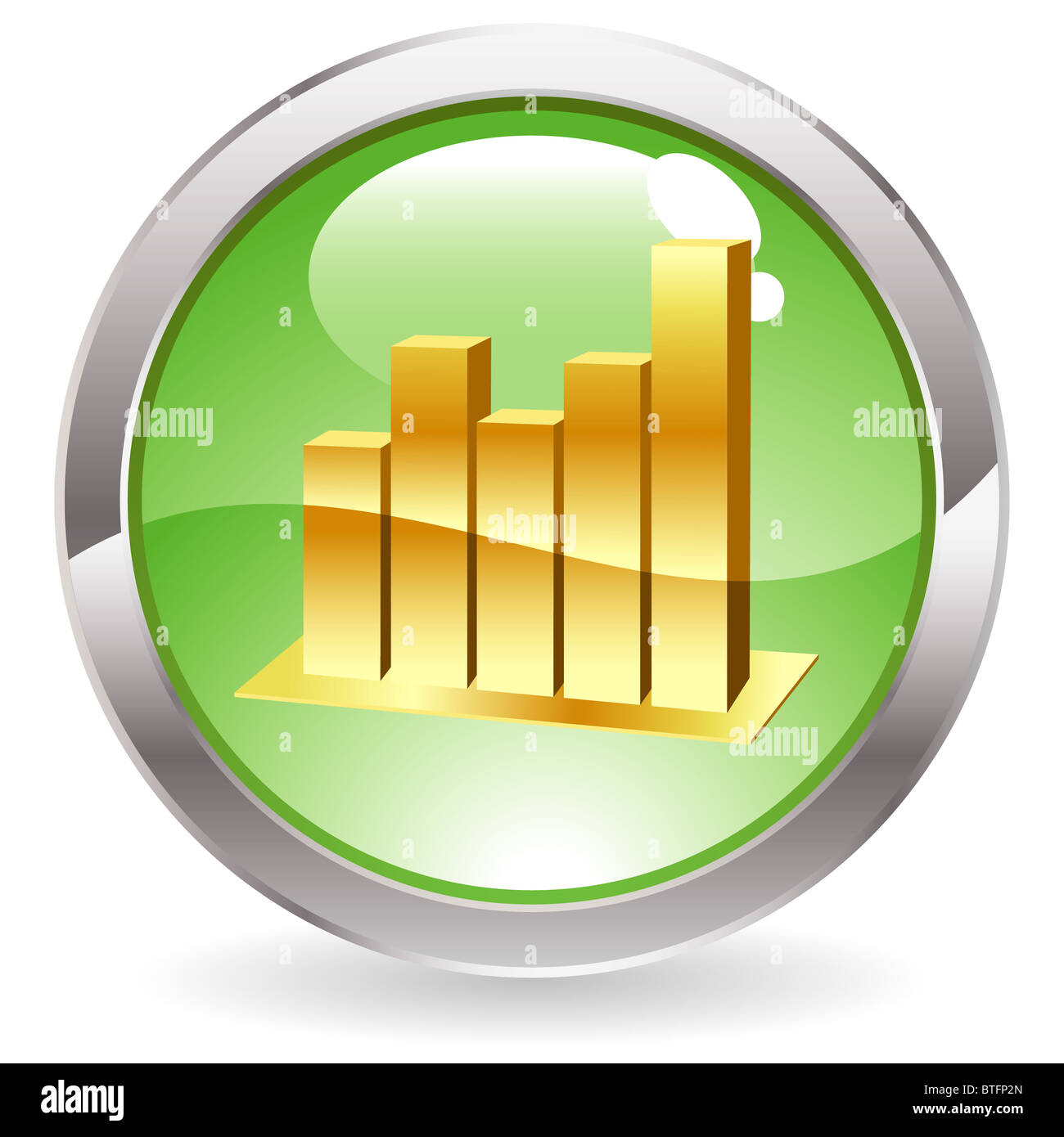 Three Dimensional circle button with graph icon, vector illustration ...