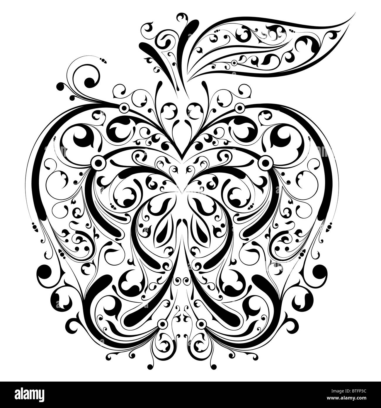 Floral ornament in the form of an apple, element for design, vector ...