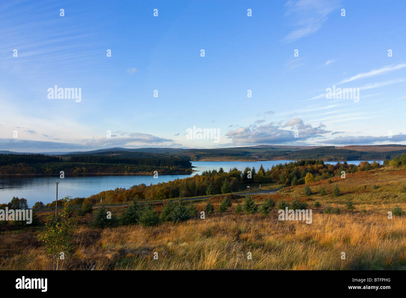 Kielder Water in late afternoon Autumn sunshine, North Tyne Valley ...