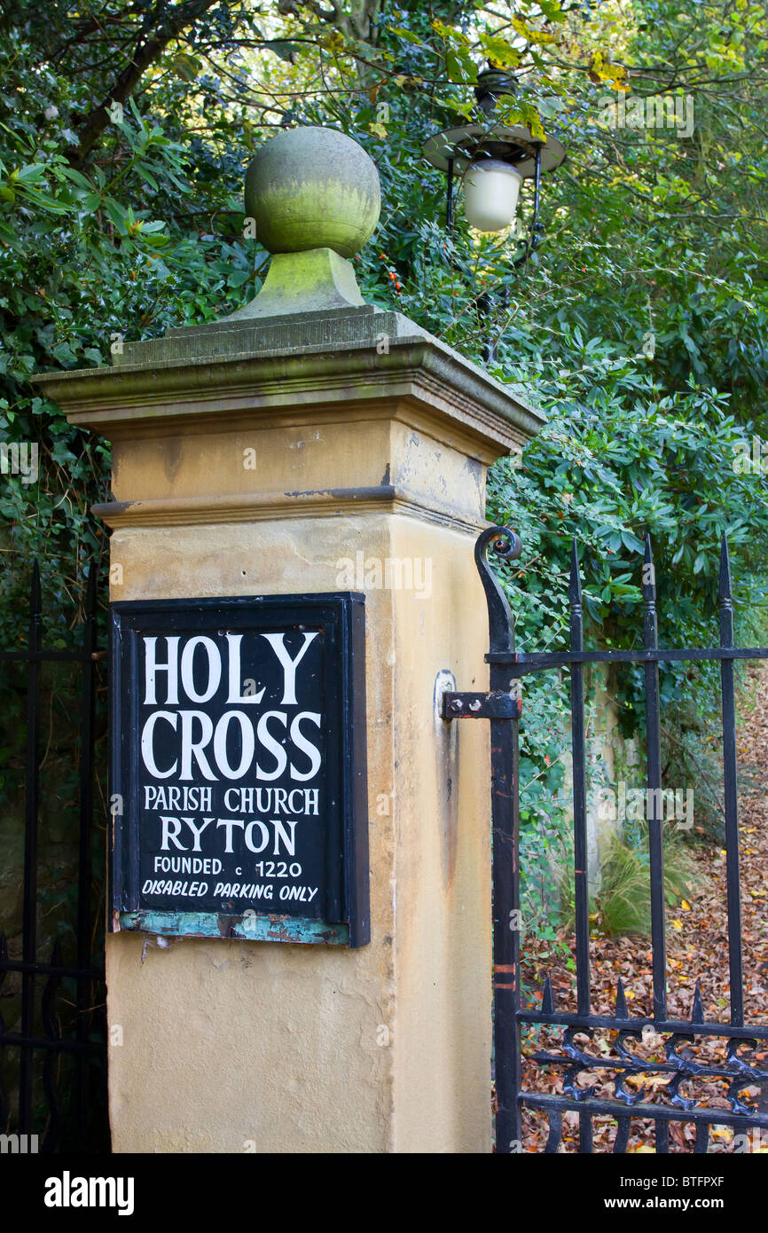 Entrance to Holy Cross Church, Ryton, Tyne and Wear Stock Photo - Alamy