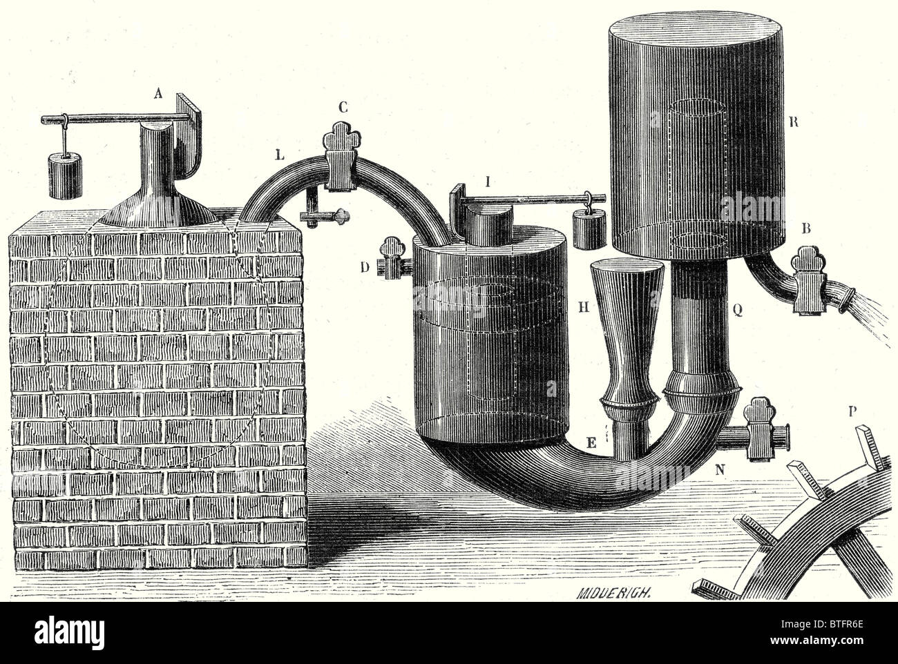 Denis Papin's second steam engine Stock Photo - Alamy