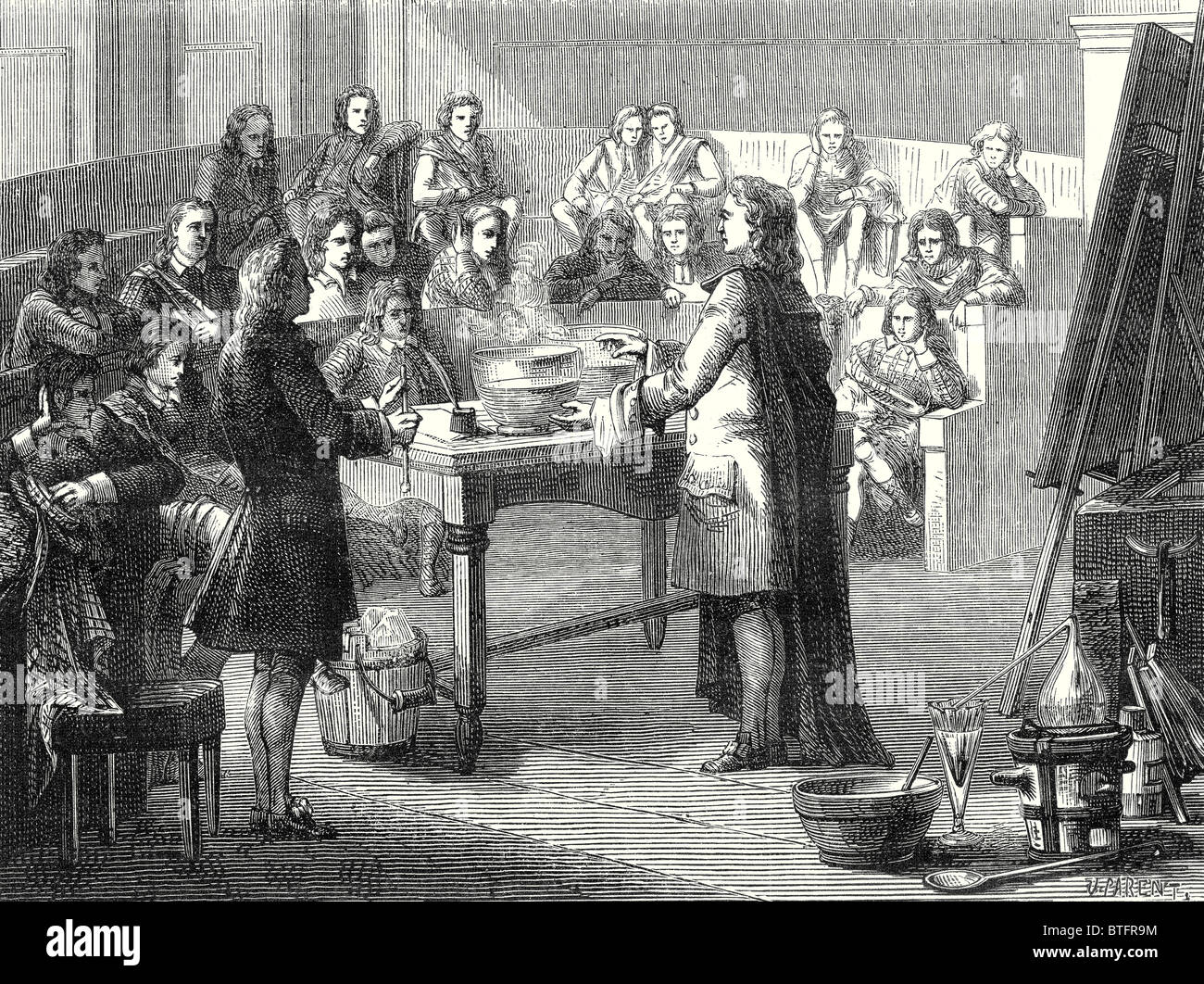 Joseph Black conducts the experiment of caloric latent before students ...
