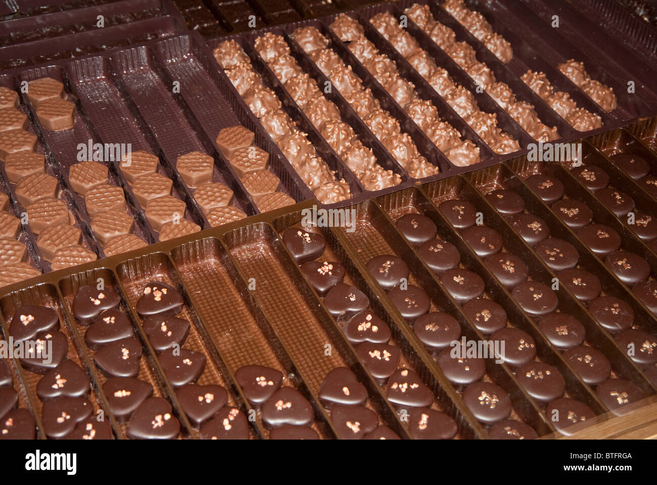 Assorted chocolates on display, Chocolate Fair (Salon du Chocolate ...