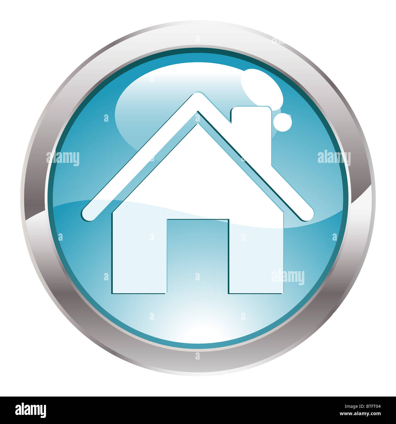 Three Dimensional circle button with home icon, vector illustration ...