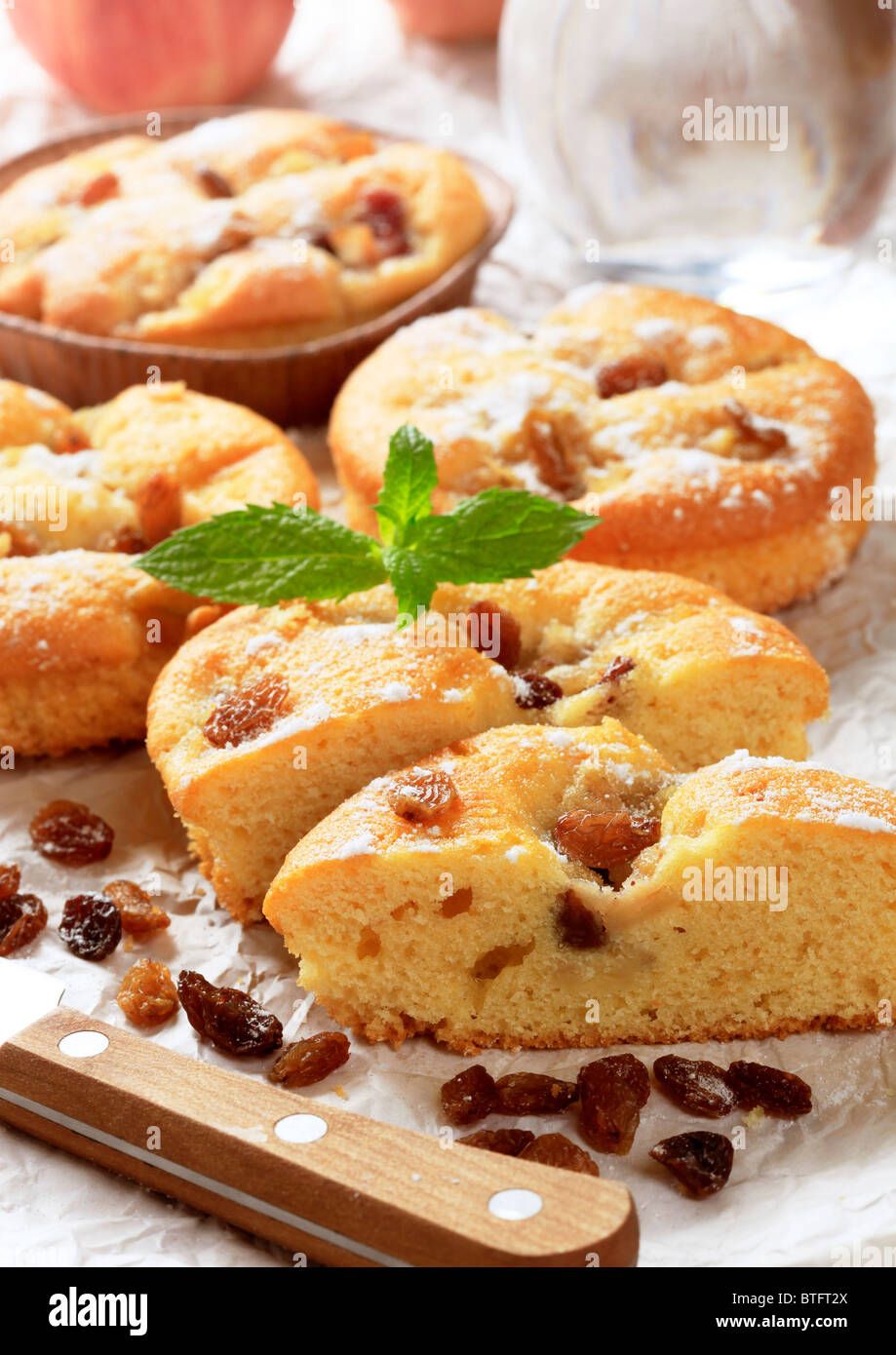 Small round raisin sponge cakes - closeup Stock Photo - Alamy