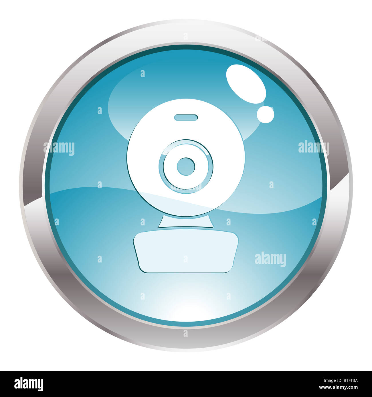 Three Dimensional circle button with web cam icon, vector illustration ...