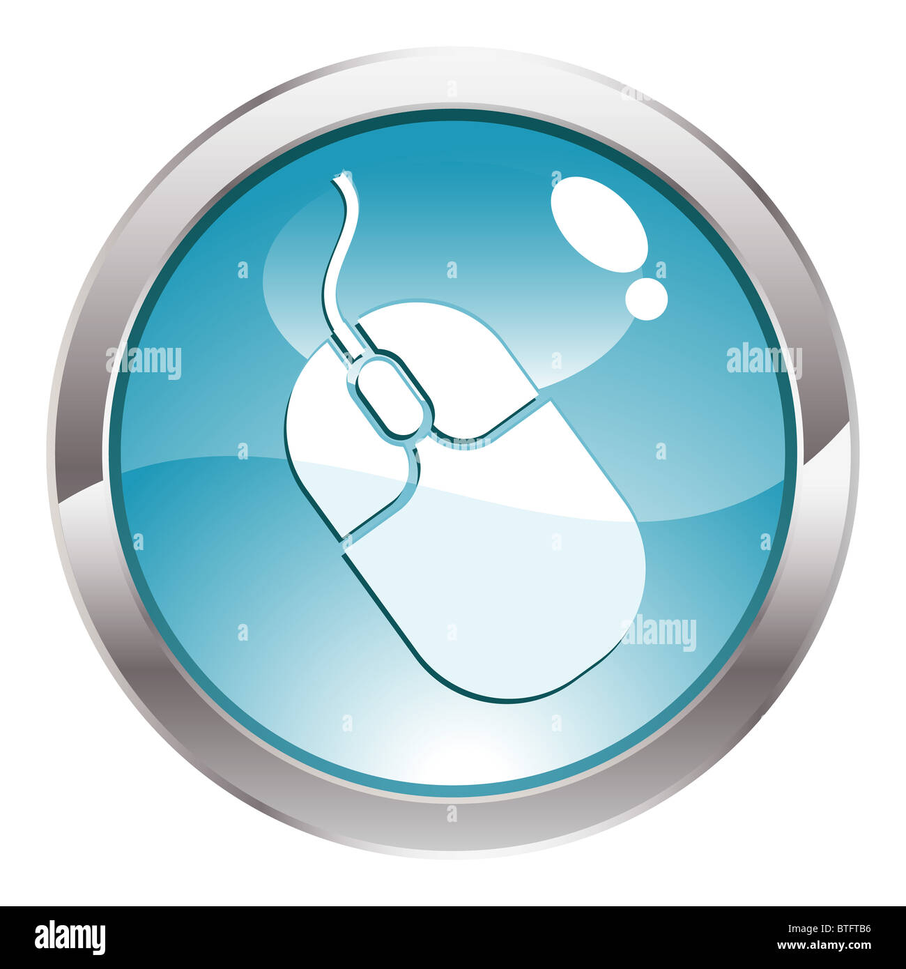 Three Dimensional circle button with mouse icon, vector illustration ...